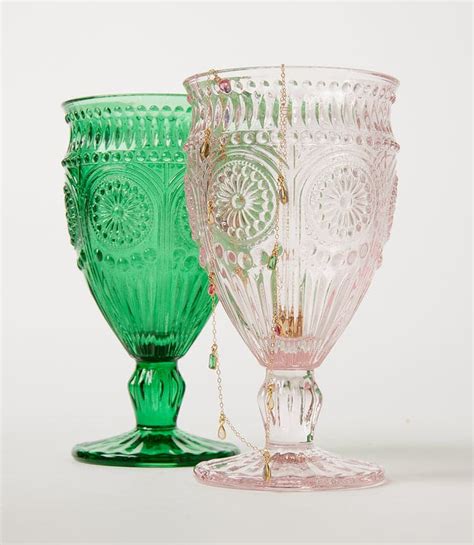 Green Vintage Style Pressed Glass Goblet Karen Kane