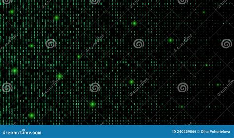 A Stream Of Binary Matrix Code On The Screen Numbers Of The Computer Matrix Stock Vector