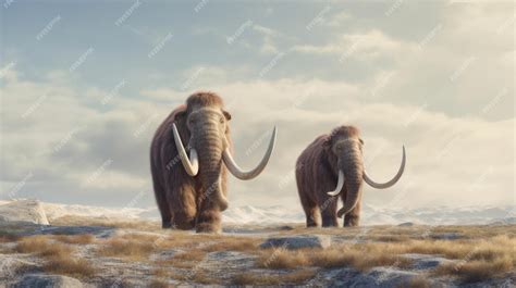Premium Ai Image Woolly Mammoths Elephant Mammoth Generative Ai