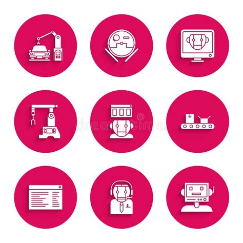 Set Robot Worker Robot Conveyor Belt With Cardboard Box Software