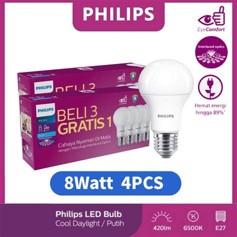 Jual Lampu Led Philips W Multipack Lampu Led Rumah Led Bulb Watt K Putih Pcs Shopee