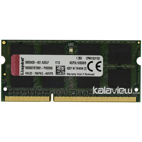 رم لپ تاپ کینگستون 8gb مدل Ddr3l باس 1600mhz 12800 تایوان Kcp3l16sd8 8 تایمینگ Cl11