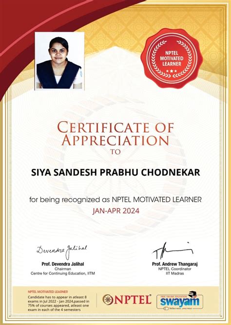siya prabhu chodnekar on linkedin i m glad to be recognized by nptel