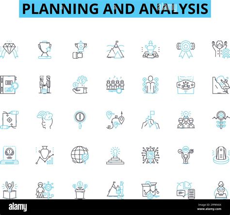 Planning And Analysis Linear Icons Set Strategy Forecasting Optimization Research
