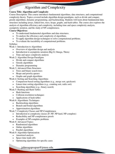 Algorithm And Complexity Module 1 Pdf