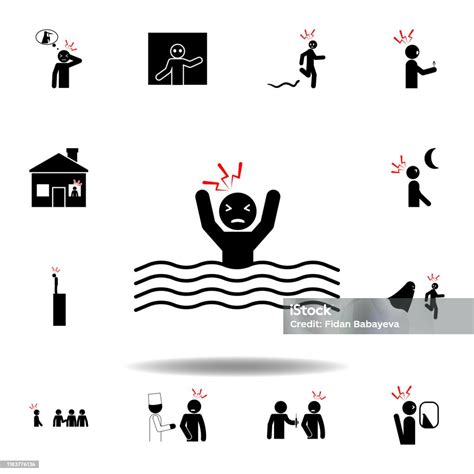 소수성 흰색 배경에 공포 아이콘 웹 로고 모바일 앱 Ui Ux에 사용할 수 있습니다 가공의 인물에 대한 스톡 벡터 아트 및 기타