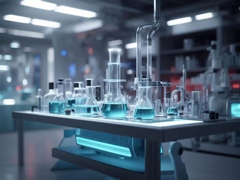 미래 과학 실험실 배경 프리미엄 사진