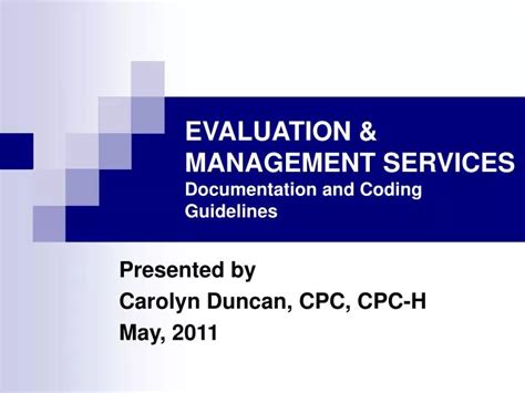 PPT EVALUATION MANAGEMENT SERVICES Documentation And Coding Guidelines PowerPoint