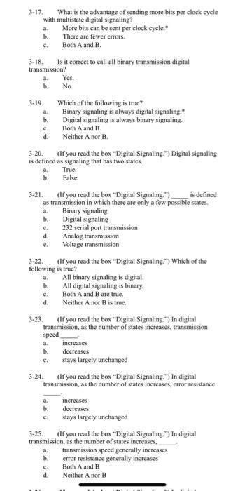Solved 3 17 What Is The Advantage Of Sending More Bits Per