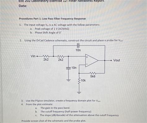 Solved Date Procedures Part 1 Low Pass Filter Frequency