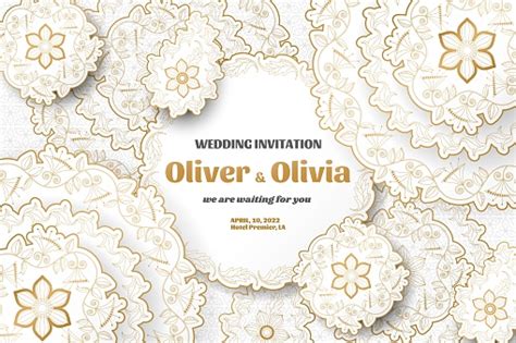 꽃 페이즐리와 만다라와 결혼식 초대 템플릿의 집합입니다 꽃과 잎 패턴 황금 장식품입니다 벡터 그림입니다 3차원 형태에 대한 스톡