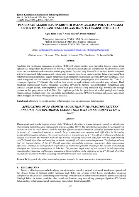 Pdf Penerapan Algoritma Fp Growth Dalam Analisis Pola Transaksi Untuk Optimalisasi Pengelolaan