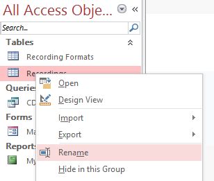 How To Rename A Table In Microsoft Access Webucator