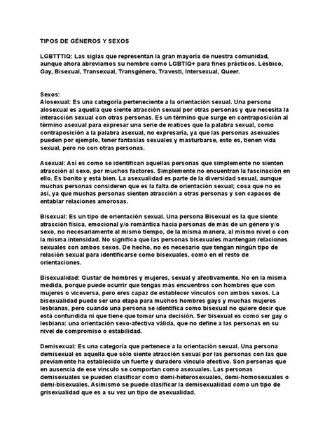 Tipos De Sexos Y Géneros Pdf Estudios Lgbtqia Transgénero