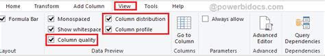 Column Quality Column Distribution Column Profile Power BI Docs