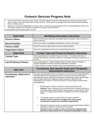 Outreach Services Progress Note Examples To Download