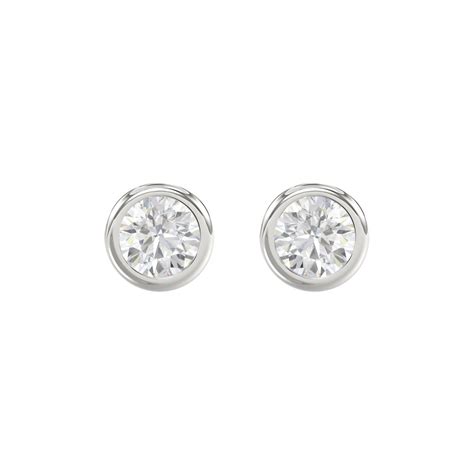 Ladies Solitaire Earrings 2ct Round Diamond 14k White Gold