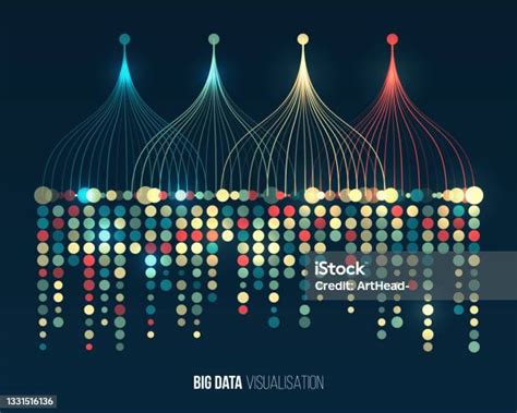 빅 데이터 시각화 정보 분석 개념 볼 어레이 및 이진 코드가 있는 추상 스트림 정보입니다 기계 알고리즘 필터링 데이터 정렬 벡터