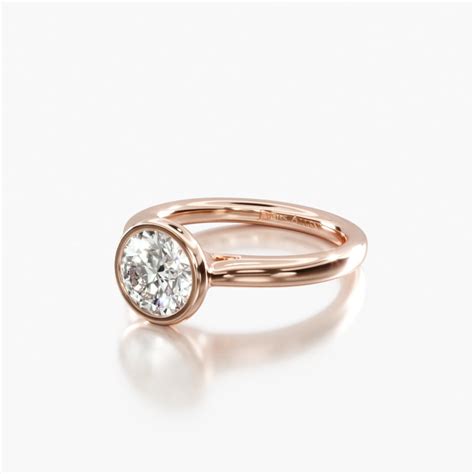 14k Rose Gold Bezel Set Diamond Engagement Ring 17541r14