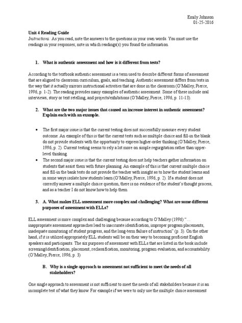 unit 4 reading guide pdf multiple choice educational assessment