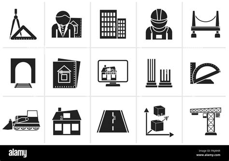Black Architecture And Construction Icons Vector Icon Set Stock Vector Image And Art Alamy