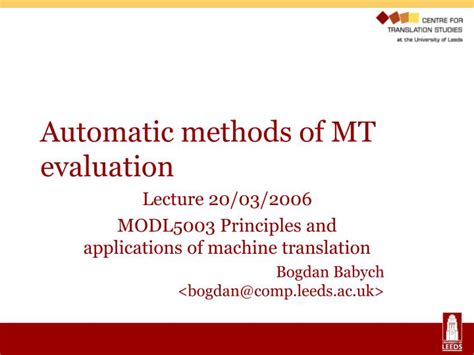 Ppt Automatic Methods Of Mt Evaluation Powerpoint Presentation Free