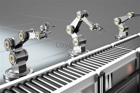 로봇 팔 컨베이어 벨트 장면 배경 사진 및 창의적인 일러스트 무료 다운로드 Lovepik