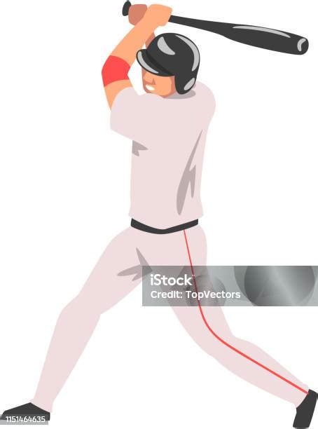 야구 선수 스윙 박쥐 스포츠 유니폼과 헬멧 활동적인 스포츠에서 남성 선수 캐릭터 건강 한 라이프 스타일 벡터 일러스트 레이 션 벡터에 대한 스톡 벡터 아트 및 기타 이미지