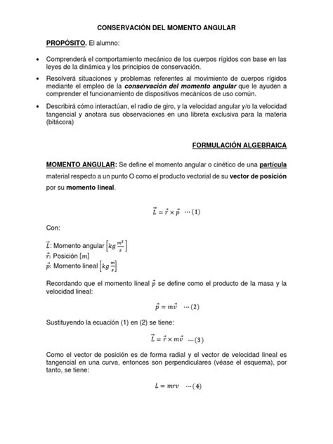 Conservación Del Momento Angular Pdf Momento Angular Impulso