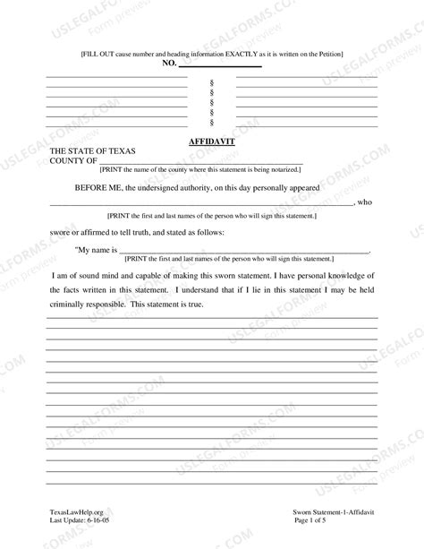 Affidavit Template
