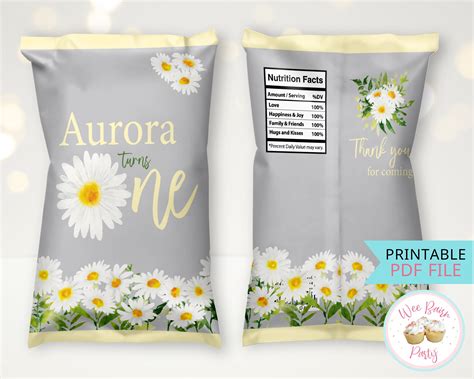 Daisy 1st Birthday Custom Chip Bags Daisy Birthday Party Chip Etsy