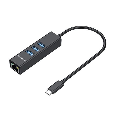 Simplecom Chn421 Aluminium Usb C To 3 Port Usb Hub With Gigabit