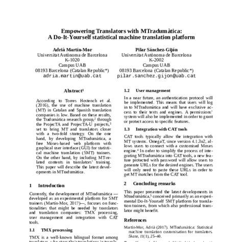Empowering Translators With Mtradumàtica A Do It Yourself Statistical Machine Translation
