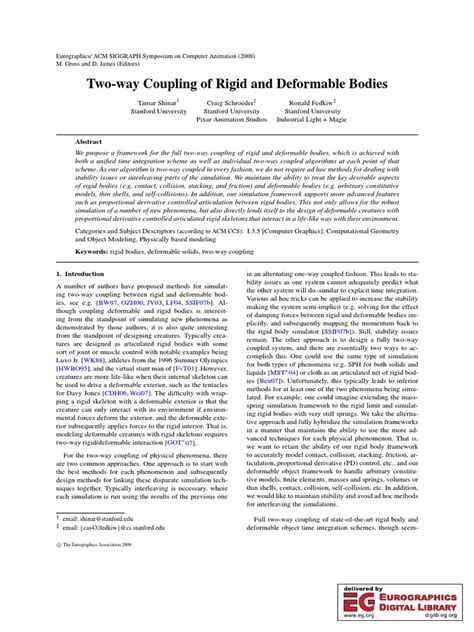 Two Way Coupling Of Rigid And Deformable Bodies Pdf Force Collision