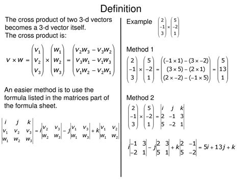 Vector Cross Product Formula Examples With Excel Temp