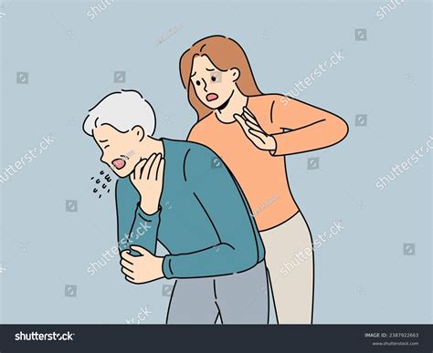 Woman Performs Heimlich Maneuver Choking Old Stock Vector Royalty Free