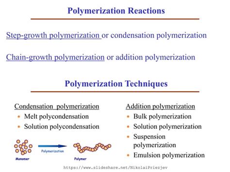 Lecture Polymerization Reactions And Techniques
