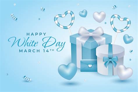 현실적인 화이트 데이 축하 배경 무료 벡터