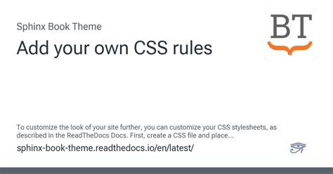 Add Your Own Css Rules — Sphinx Book Theme