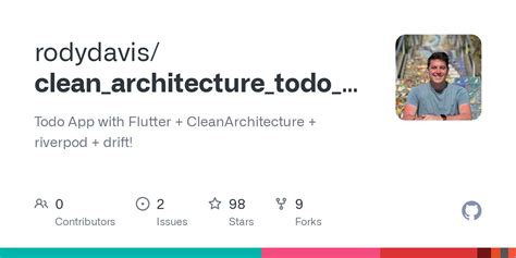 github rodydavis clean architecture todo app todo app with flutter cleanarchitecture