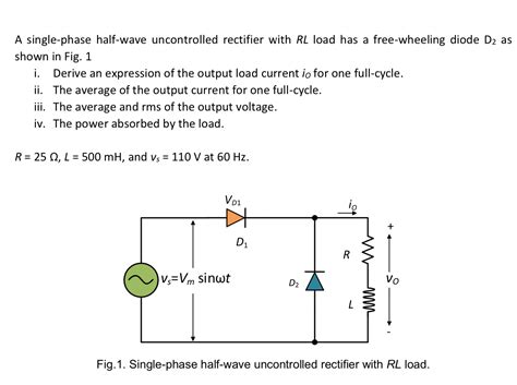 Solved A Single Phase Half Wave Uncontrolled Rectifier With