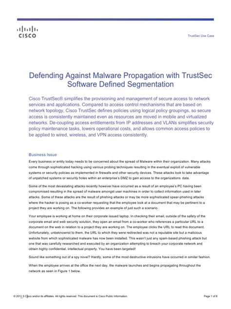 Defending Against Malware With Cisco Trustsec Sofware Defined