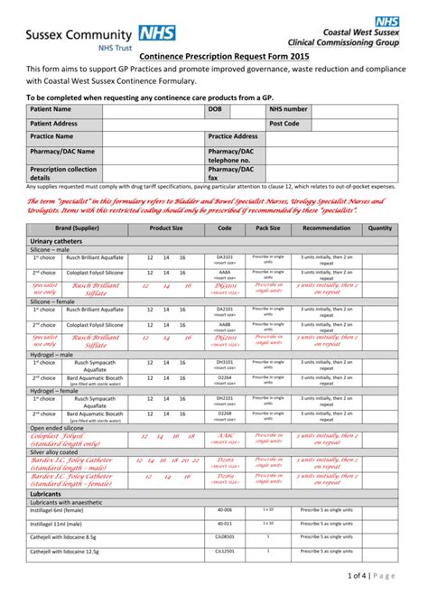 Caps Continence Form At Kenton Bridges Blog