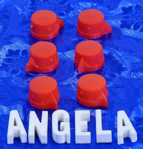 Six Red Plastic Pointer Set Screw Knobs For Amps Effects Reverb