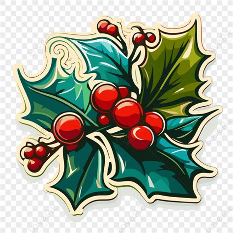 크리스마스 스티커 일러스트 표시 호랑가시나무 열매 클립 아트 벡터상표리스트 Png 일러스트 무료 다운로드 Lovepik