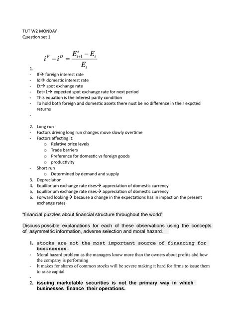 Tutorial Week2 In Class Notes Tut W2 Monday Question Set 1 If Foreign
