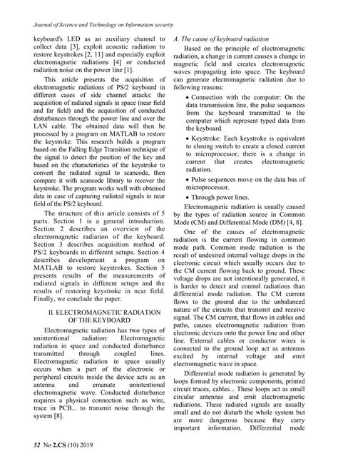 Information Leakage Through Electromagnetic Radiation Of Ps 2 Keyboard