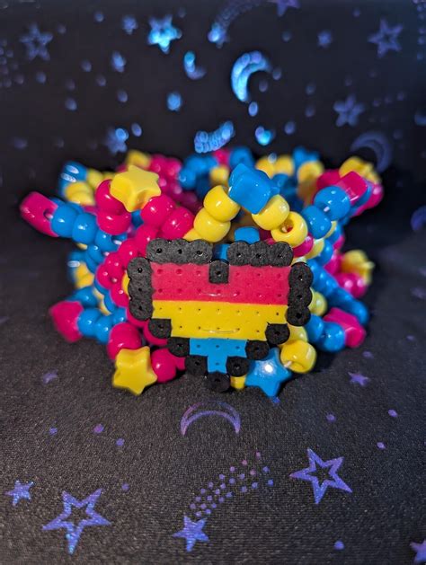 Pan Sexual Flag Heart Star Kandi Cuff Bracelet Stretch Edm Edc Rave