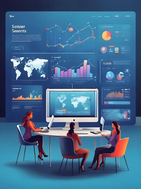 Premium Photo Computer Screens Modern Infographic Statistics And Data Analytics