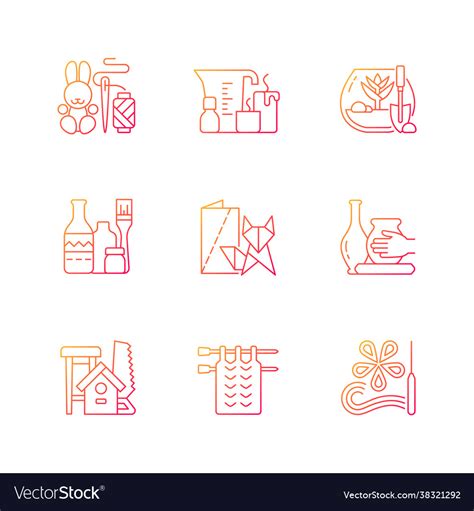 Trendy Arts Gradient Linear Icons Set Royalty Free Vector